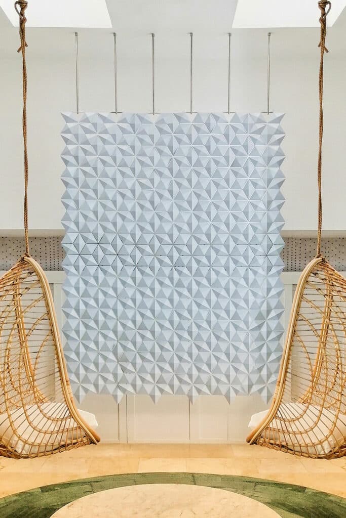Facet hanging room divider 238 x 207cm in Pale Blue • Bloomming